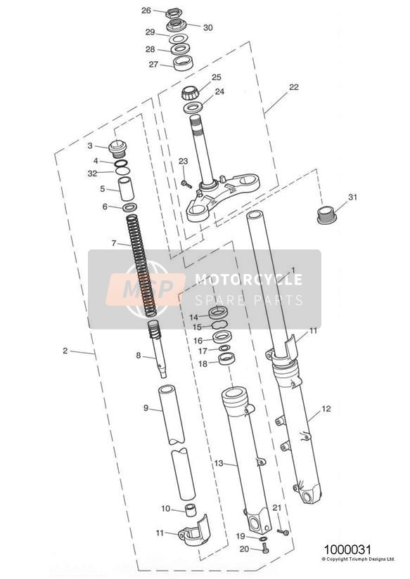 T2049012 Fork Leg Assembly,Rh Part Triumph - MSP