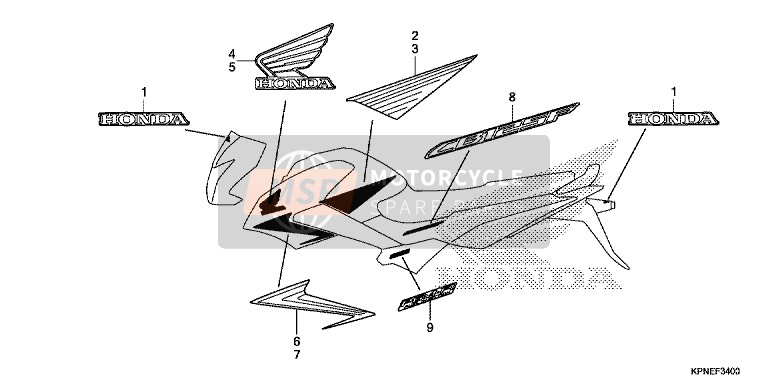 86642KPNE00ZB Stripe, L. Outer Shroud * Part Honda - MSP