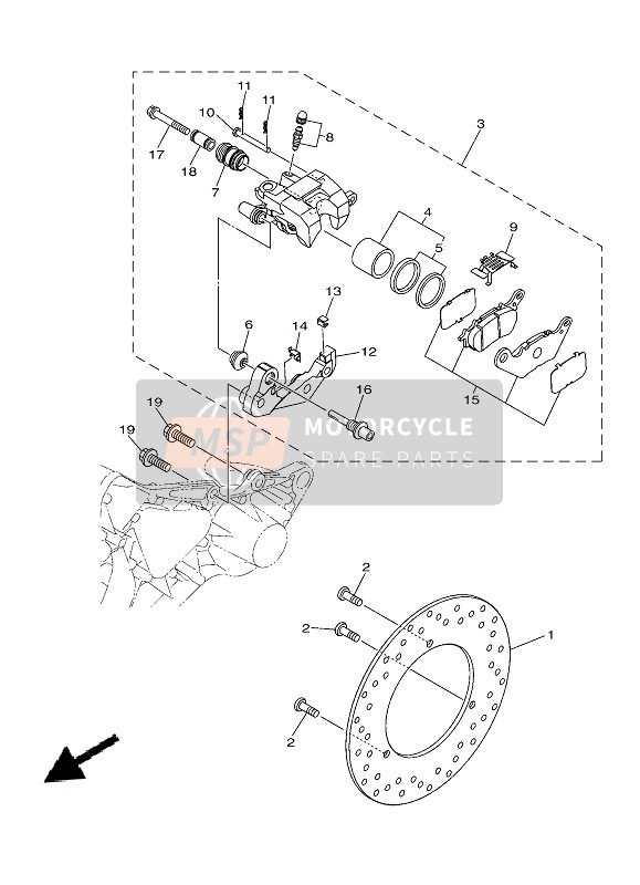 Yamaha XMAX 300 2021 REAR BRAKE CALIPER - MSP